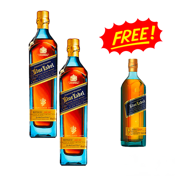 JOHNNIE WALKER BLUE LABEL- 2 X 700ML (FREE 1 200ML BLUE LABEL ...